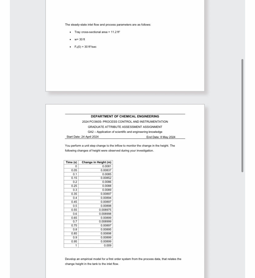 Solved The steady-state inlet flow and process parameters | Chegg.com