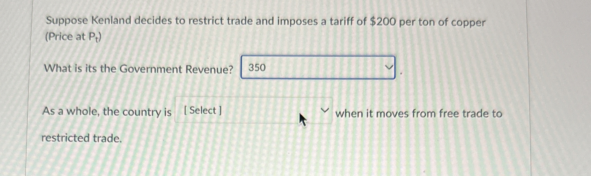 Solved Suppose Kenland decides to restrict trade and imposes | Chegg.com