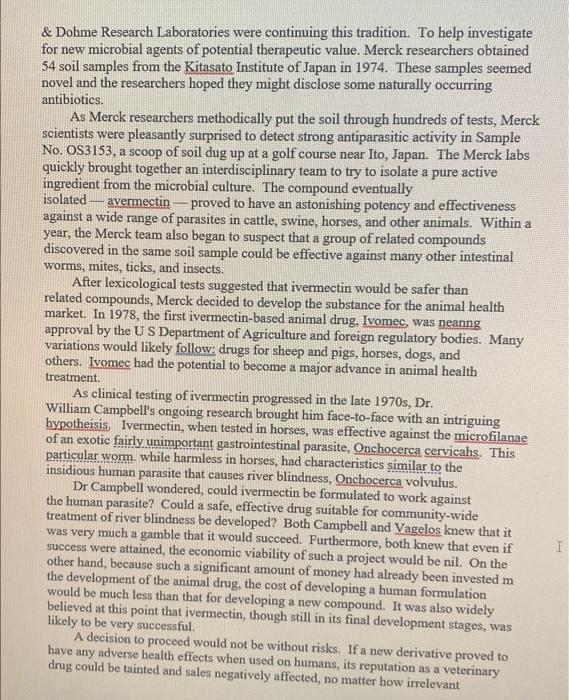 Merck \& Company, Inc.: Having the Vision to Succeed | Chegg.com