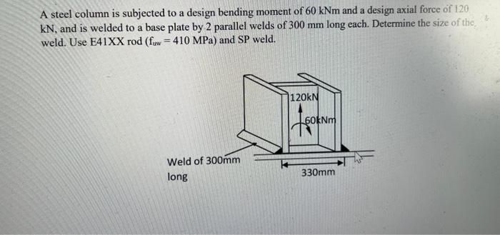 Solved A steel column is subjected to a design bending | Chegg.com