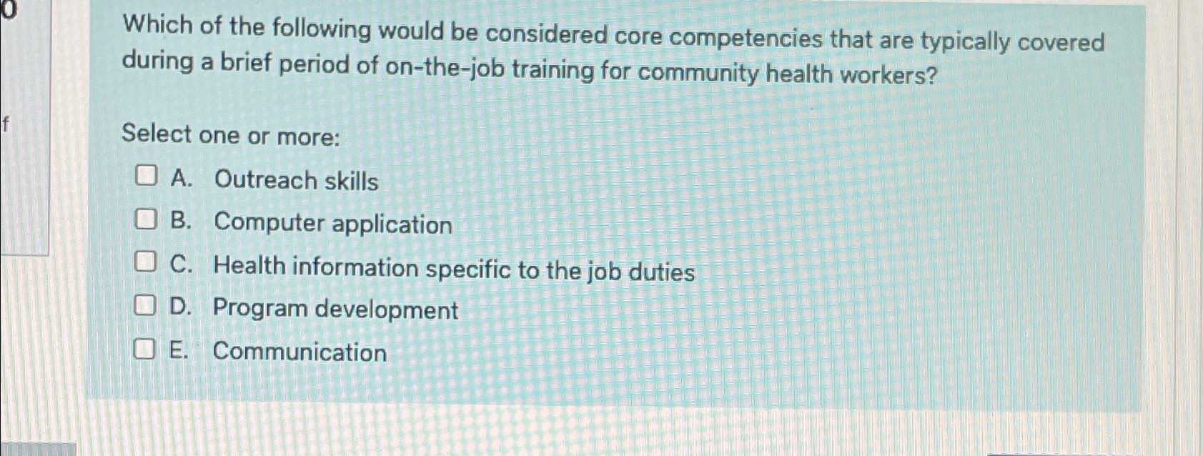 Solved Which of the following would be considered core | Chegg.com