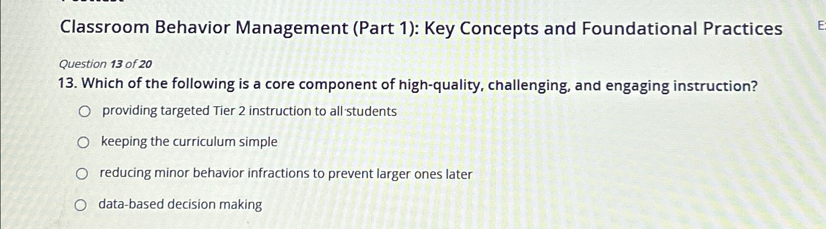 Solved Classroom Behavior Management (Part 1): Key Concepts | Chegg.com