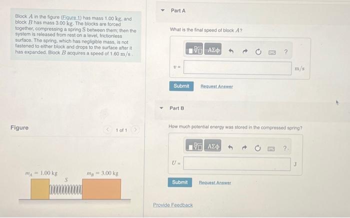 Solved Block A in the figure (Figure. 1) has mass 1.00 kg, | Chegg.com