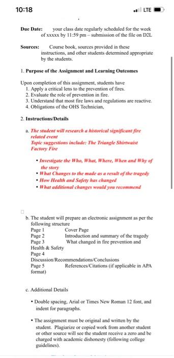 Solved Due Date: your class date regularly scheduled for the | Chegg.com