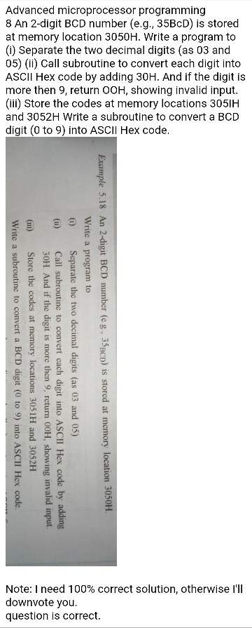 Solved Advanced microprocessor programming 8 An 2-digit BCD | Chegg.com