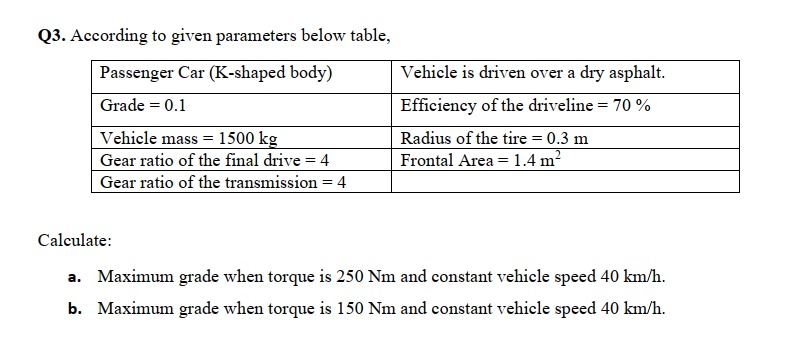 Q3. ﻿According to given parameters below | Chegg.com