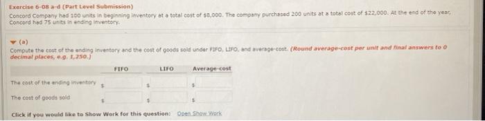 Solved Exercise 6-08 2-d (Part Level Submission) Concord | Chegg.com