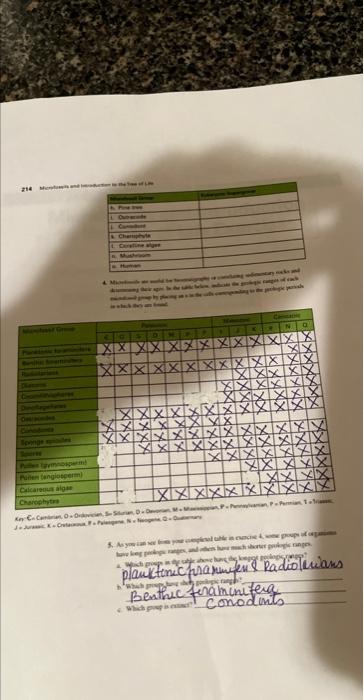 Solved Hello i need help with questions 214 Microfossils and | Chegg.com