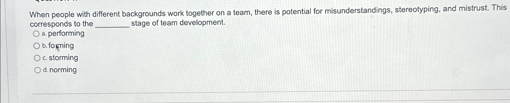 Solved When people with different backgrounds work together | Chegg.com