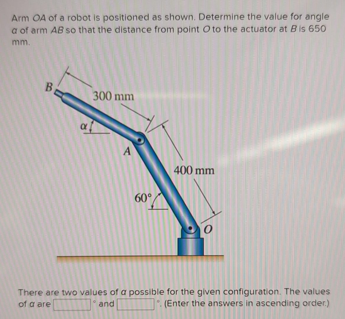 Solved Arm OA of a robot is positioned as shown. Determine | Chegg.com