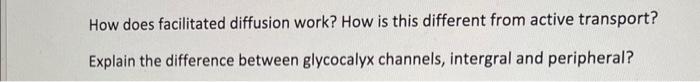 Solved How does facilitated diffusion work? How is this | Chegg.com