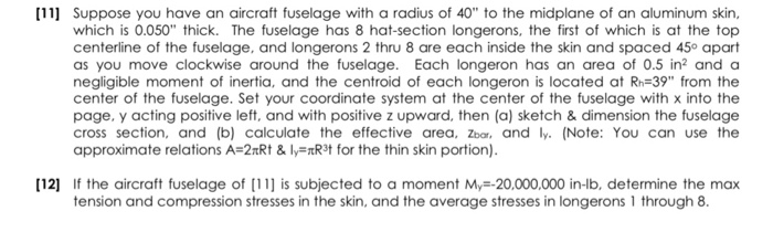 Solved [11] Suppose you have an aircraft fuselage with a | Chegg.com