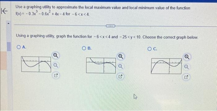 Solved Use a graphing utility to approximate the local | Chegg.com
