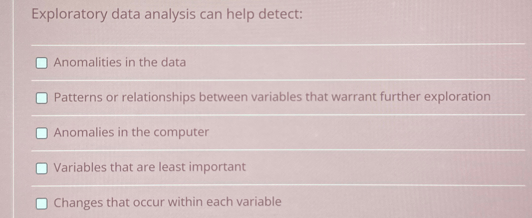 Solved Exploratory data analysis can help | Chegg.com