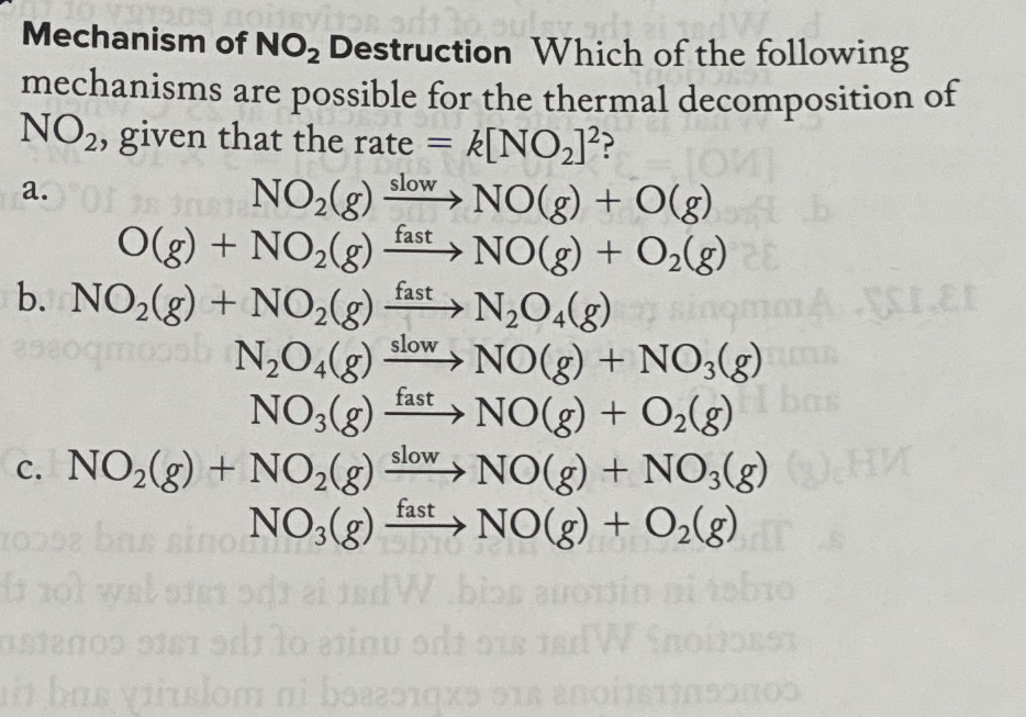 Solved Mechanism of NO2 ﻿Destruction Which of the following | Chegg.com