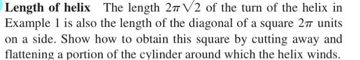 Length of helix The length 2π2 of the turn of the | Chegg.com