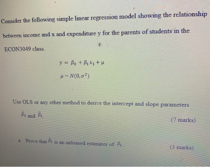 Solved Consider the following simple linear regression model | Chegg.com