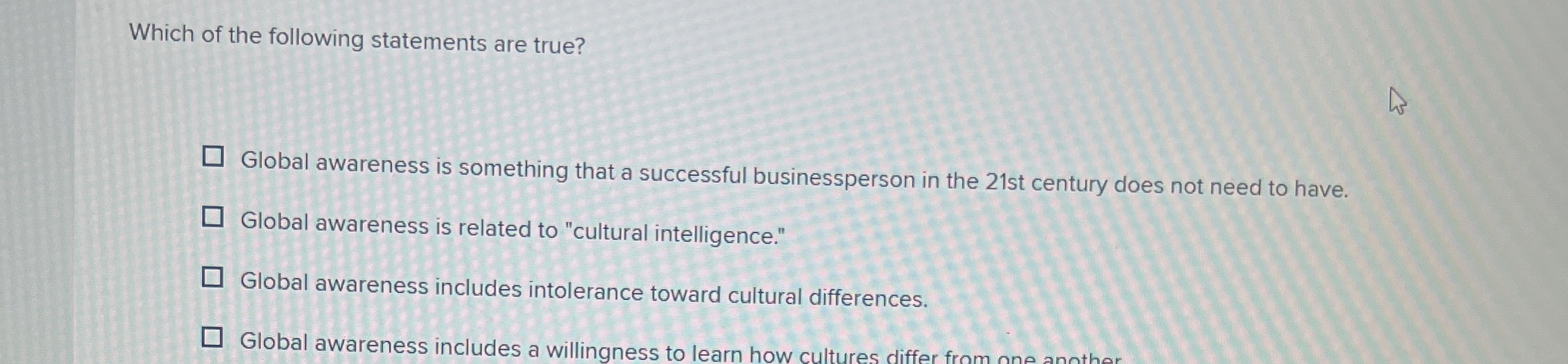 Solved Which of the following statements are true?Global | Chegg.com