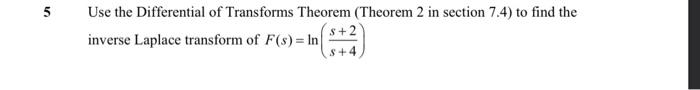 Solved Use the Differential of Transforms Theorem (Theorem 2 | Chegg.com