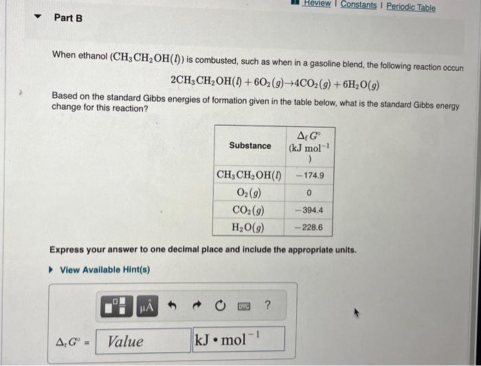 Solved When ethanol (CH3CH2OH(l)) is combusted, such as when | Chegg.com