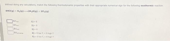 Solved Without doing any calculations, match the following | Chegg.com