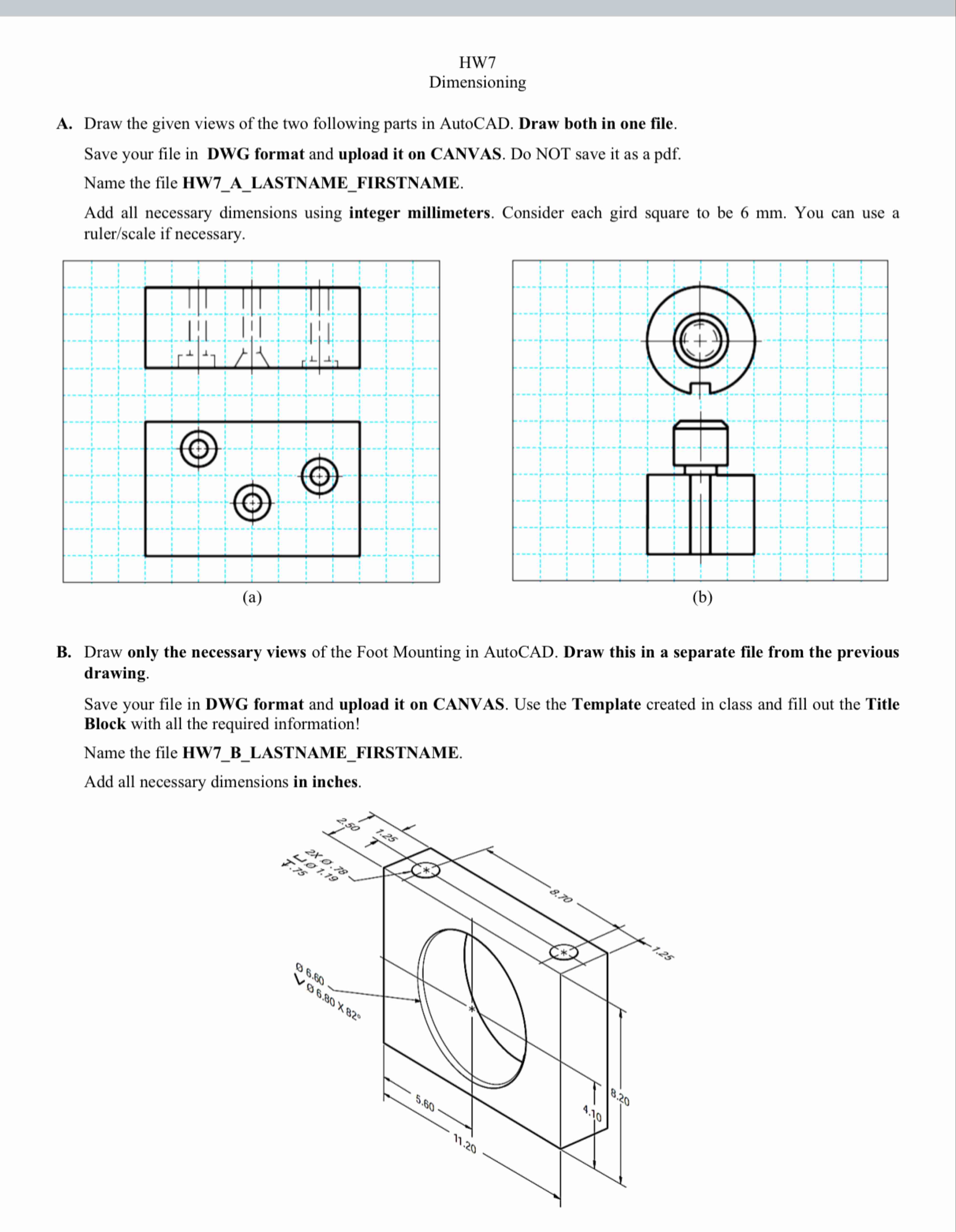 Solved A. ﻿Draw the given views of the two following parts | Chegg.com