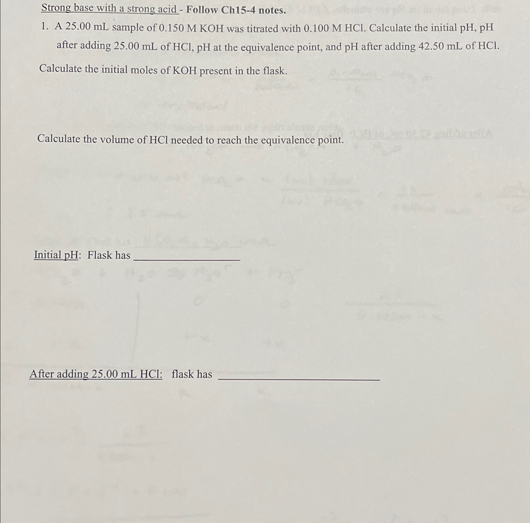 Solved Strong base with a strong acid - ﻿Follow Ch15-4 | Chegg.com