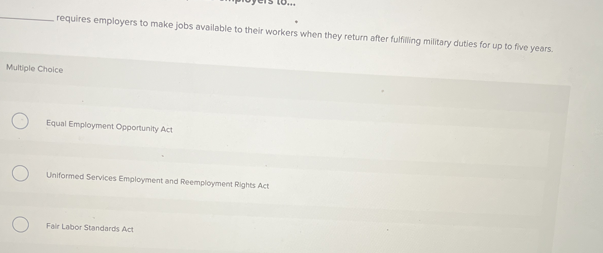 Solved requires employers to make jobs available to their | Chegg.com