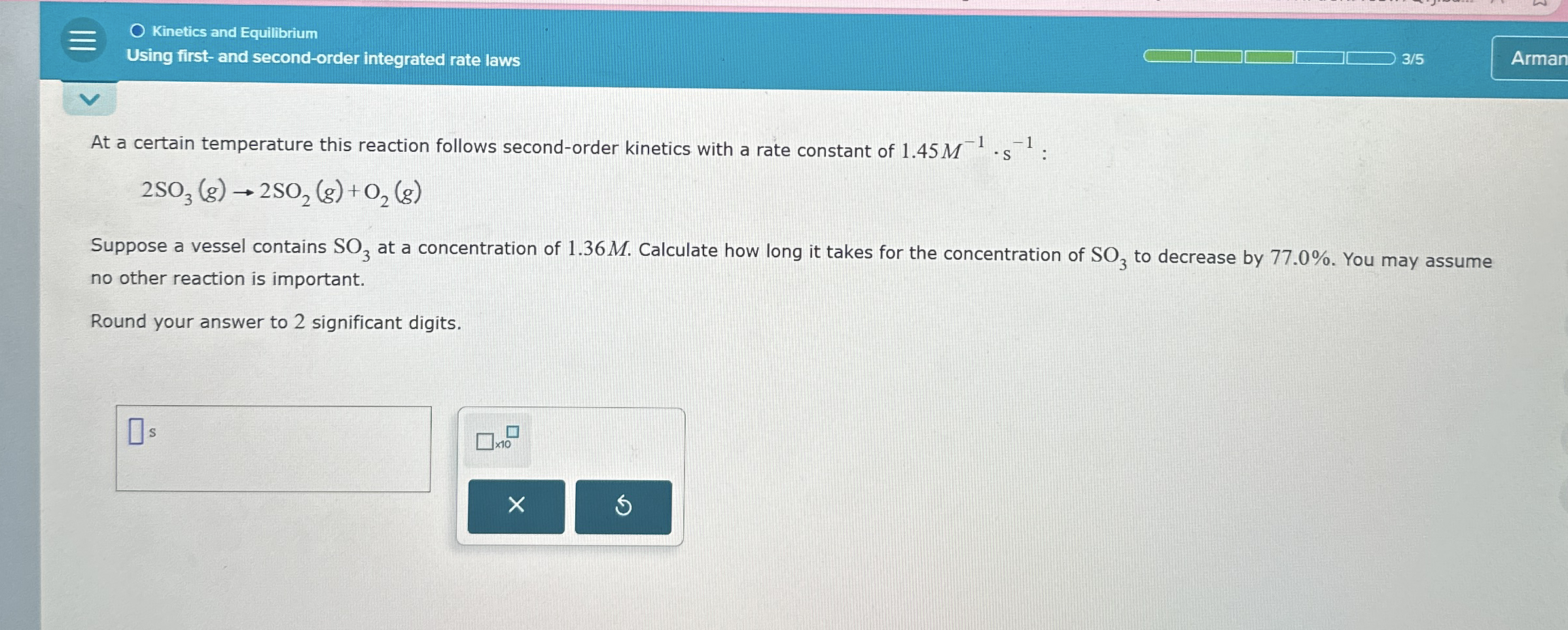 Solved Kinetics and EquilibriumUsing first- ﻿and | Chegg.com
