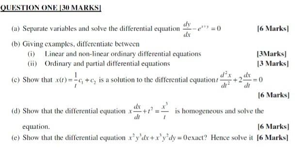 Solved (a) Separate variables and solve the differential | Chegg.com