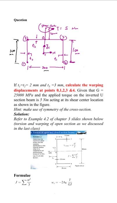 Solved If t1=t2=2 mm and t3=3 mm, calculate the warping | Chegg.com