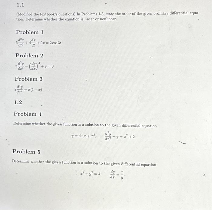 Solved (Modified the textbook's questions) In Problems 1-3, | Chegg.com