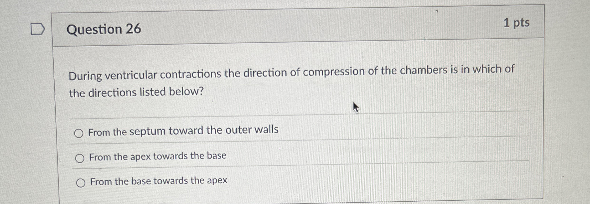 Solved Question 261 ﻿ptsDuring ventricular contractions the | Chegg.com