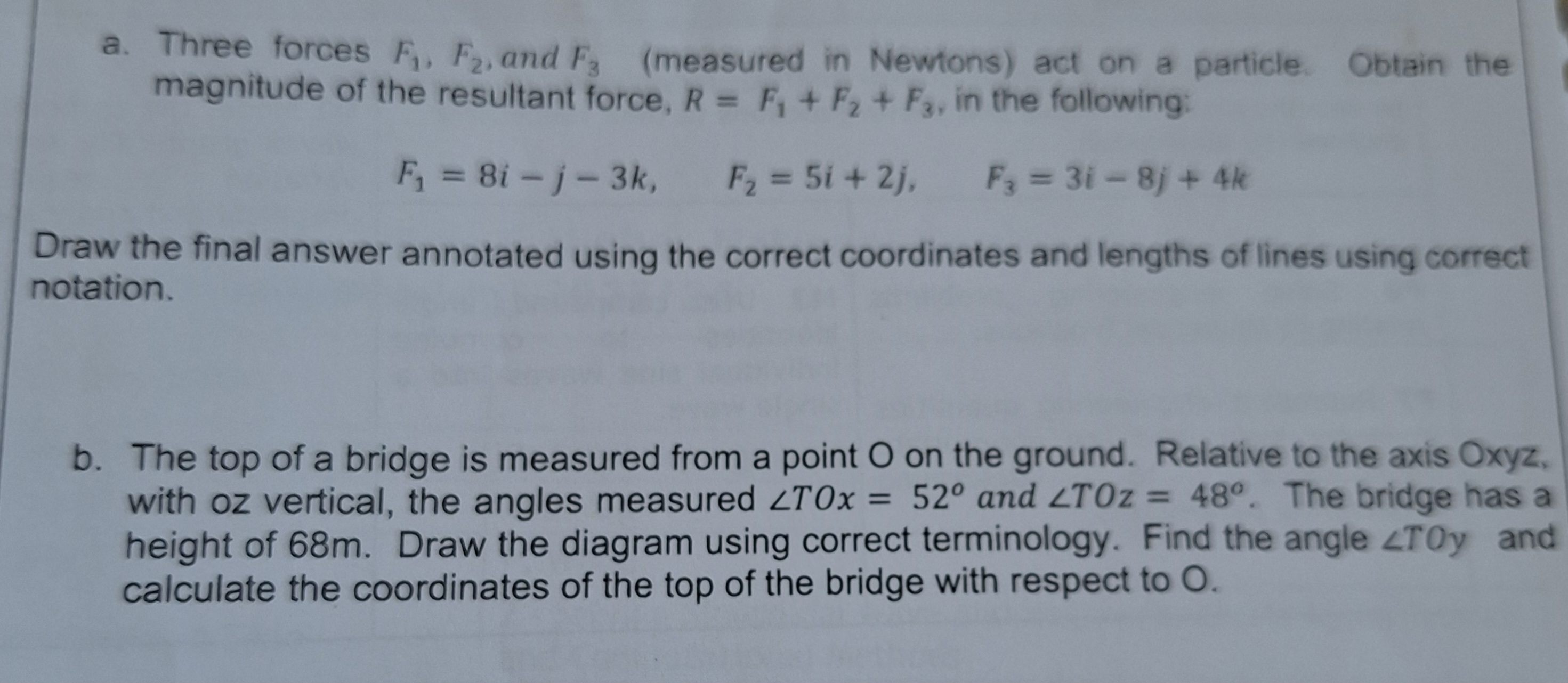 Solved a. ﻿Three forces F1,F2, ﻿and F3 (measured in Newtons) | Chegg.com