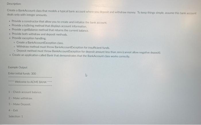 Solved Create a BankAccount class that models a typical bank | Chegg.com