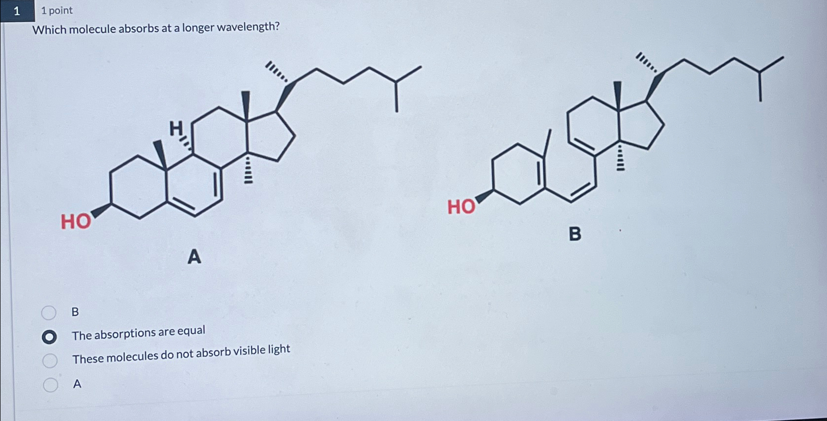 Solved 11 pointWhich molecule absorbs at a longer | Chegg.com Solved 11 pointWhich molecule absorbs at a longer | Chegg.com