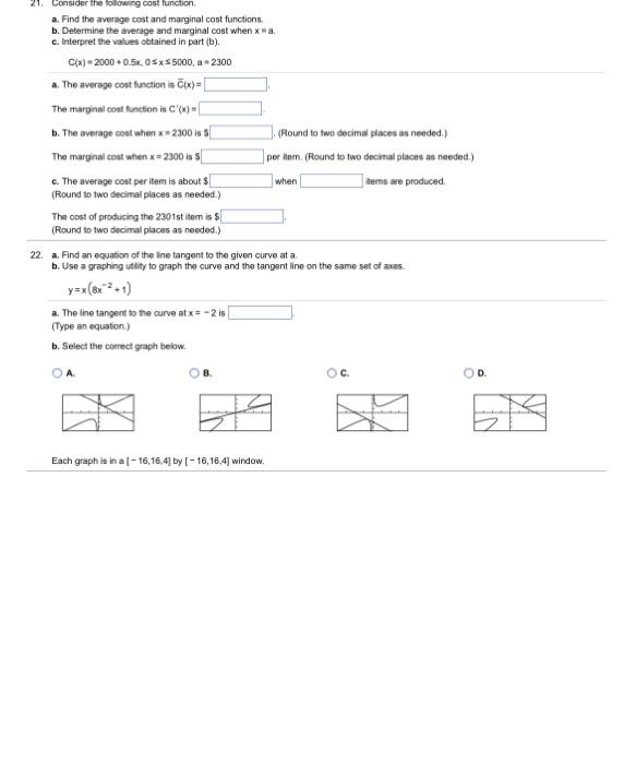 Solved 21. Consider the following cost function. a. Find the | Chegg.com