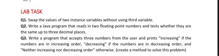 Solved LAB TASK Q1. Swap the values of two instance | Chegg.com