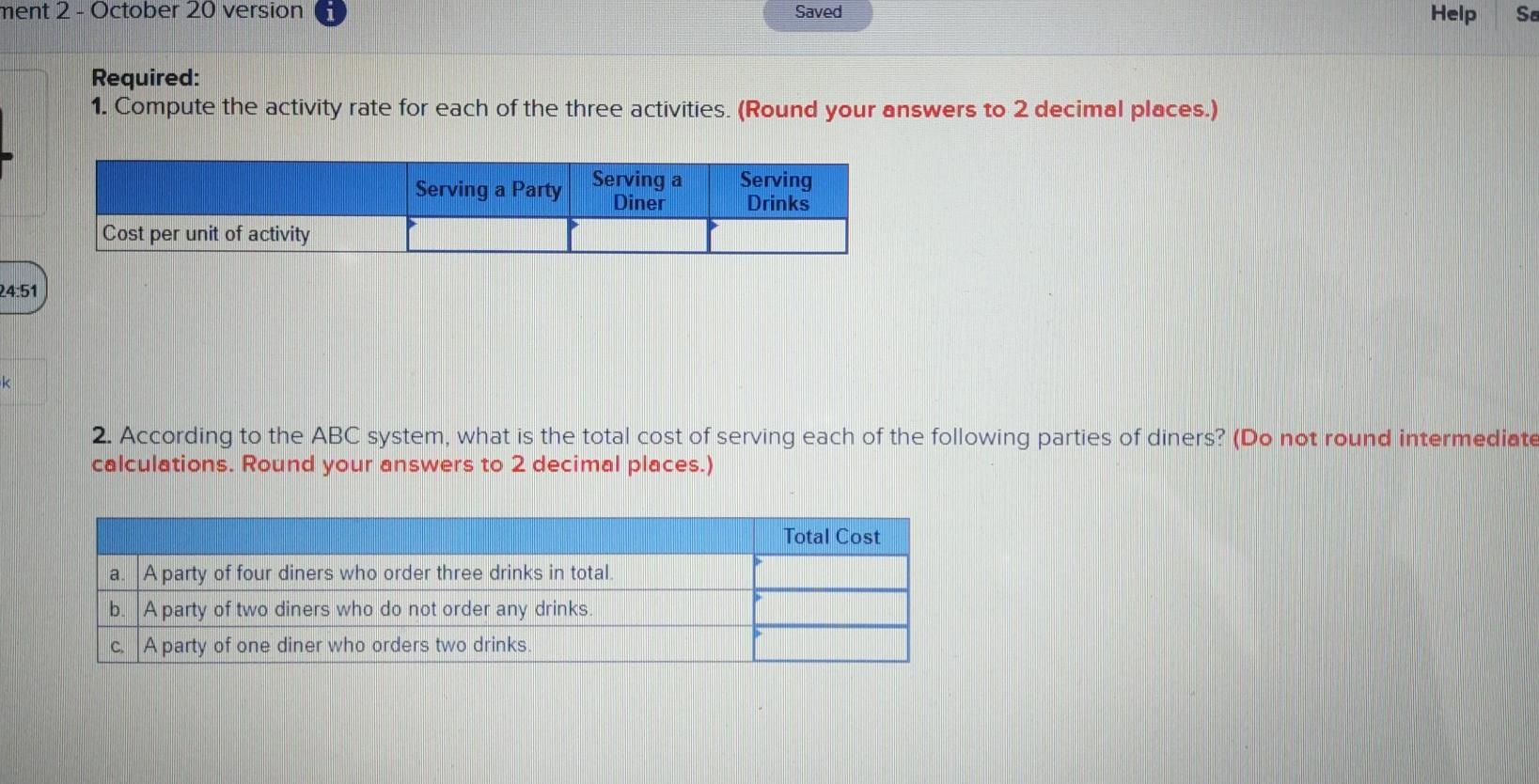 Solved Assignment 2 - October 20 version Saved Help Save & | Chegg.com