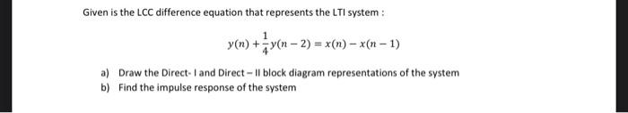 Solved Given is the LCC difference equation that represents | Chegg.com