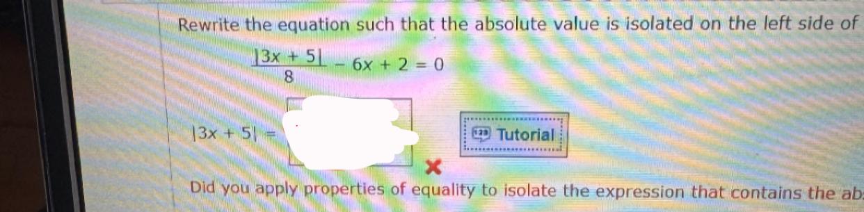 Solved Rewrite the equation such that the absolute value is | Chegg.com