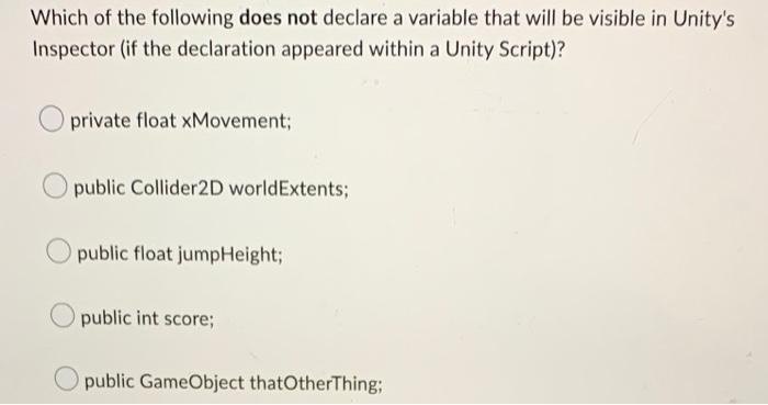 Solved Which of the following does not declare a variable | Chegg.com