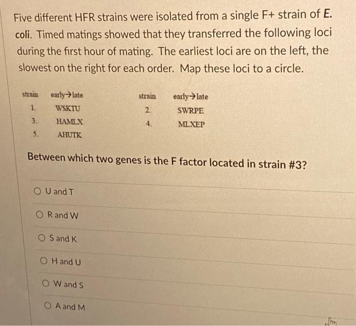 Solved Five different HFR strains were isolated from a | Chegg.com