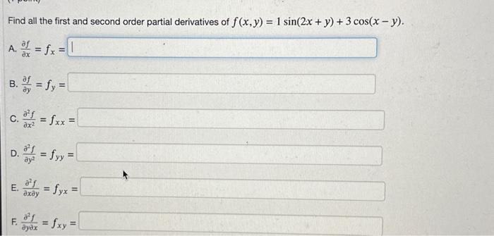 Solved Find all the first and second order partial | Chegg.com