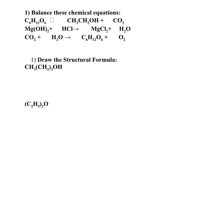 Solved 1) Balance these chemical equations: | Chegg.com