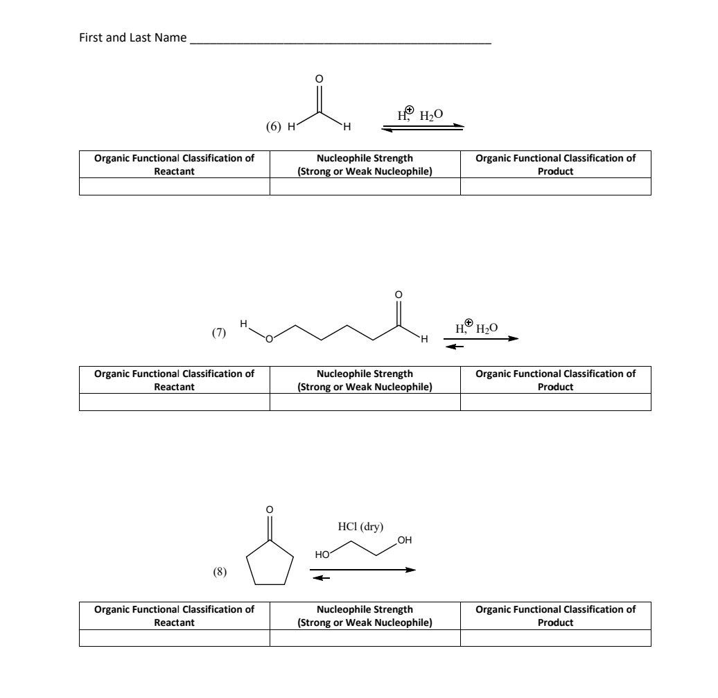 Solved First and Last Name(6)\table[[\table[[Organic | Chegg.com