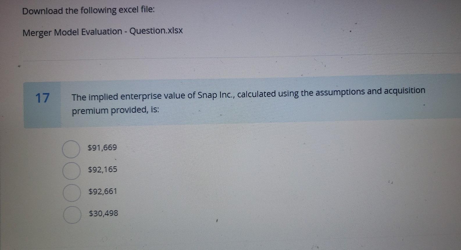 Solved Download the following excel file: Merger Model | Chegg.com