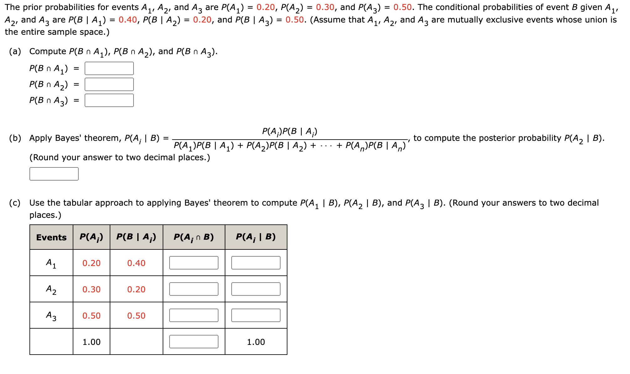 Solved The prior probabilities for events A1,A2, ﻿and A3 | Chegg.com