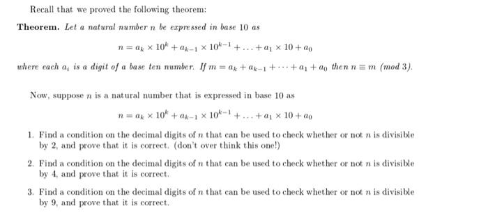 Solved Recall that we proved the following theorem: Theorem. | Chegg.com