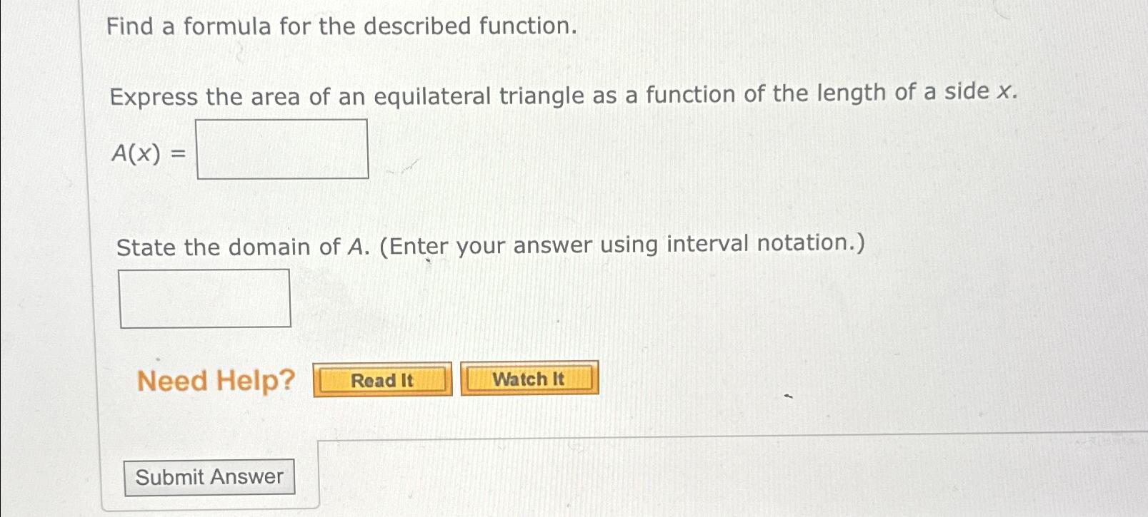 Solved Find a formula for the described function.Express the | Chegg.com